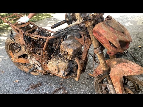 Tam Restorasyon Eski motosikletler kawasaki | İki zamanlı Rebel motoru restore edildi