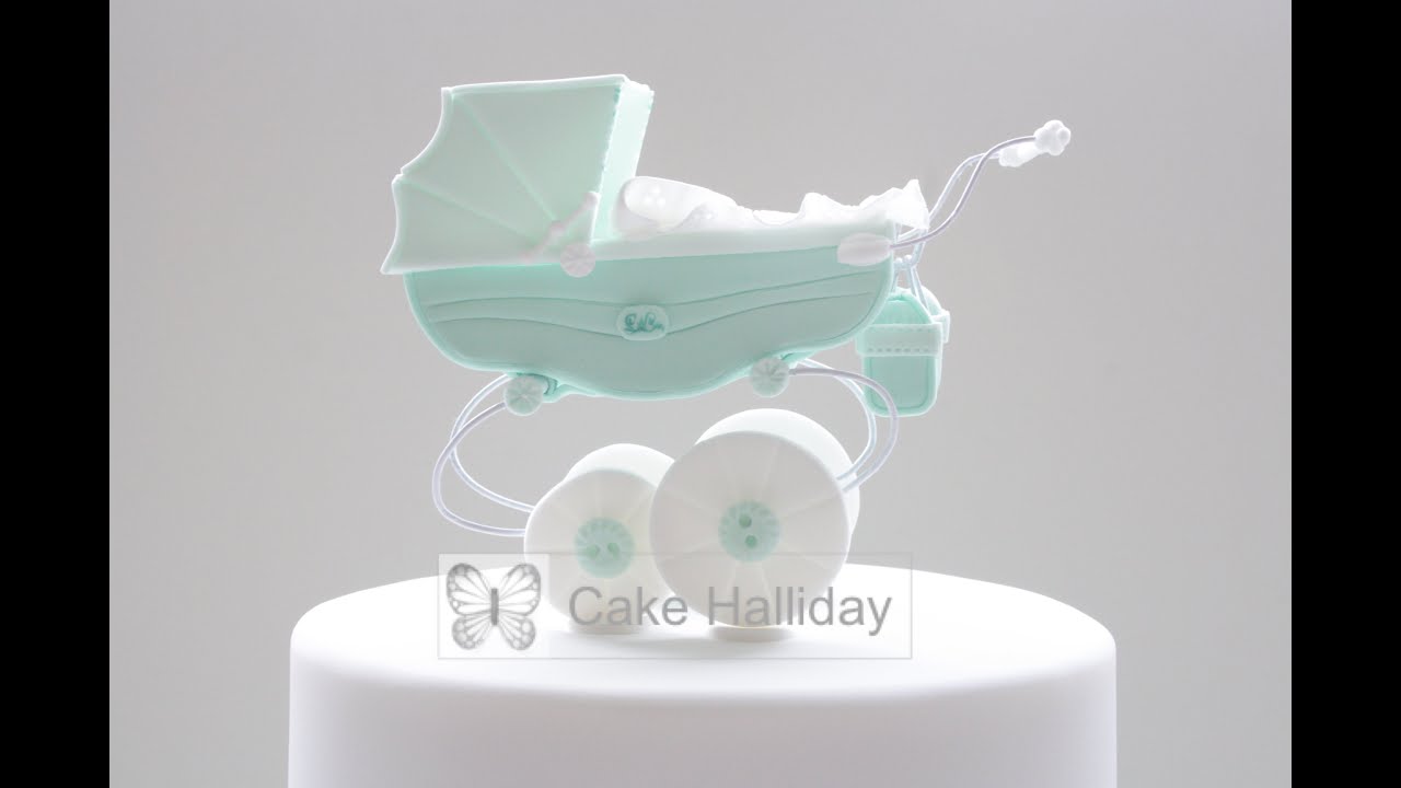 Hand made pram cake topper with axles & suspension - YouTube