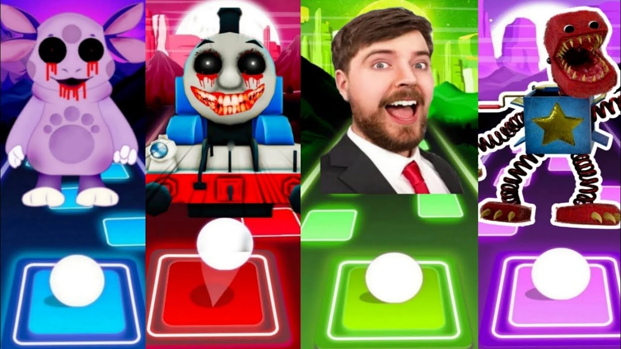 Moonzy VS Thomas Train Exe VS Mr Beast VS Boxy Boo | Tiles Hop - YouTube