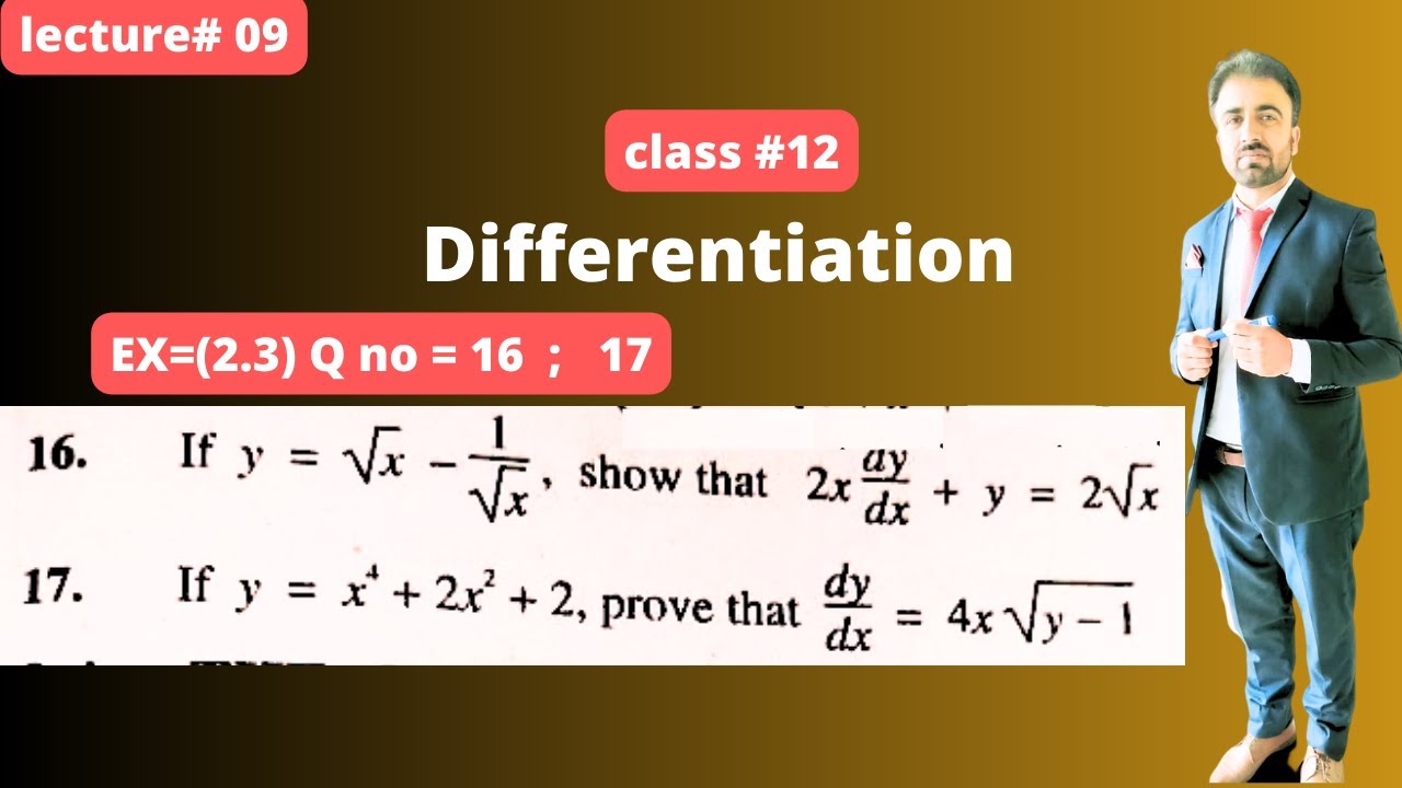 12th Class Math ,Ch 02 find dy/dx? #differentiation Ex 2.3 Q no 16, 17 ...