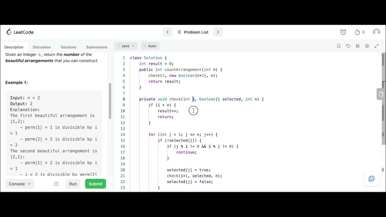 Leetcode 526: Beautiful Arrangement - YouTube