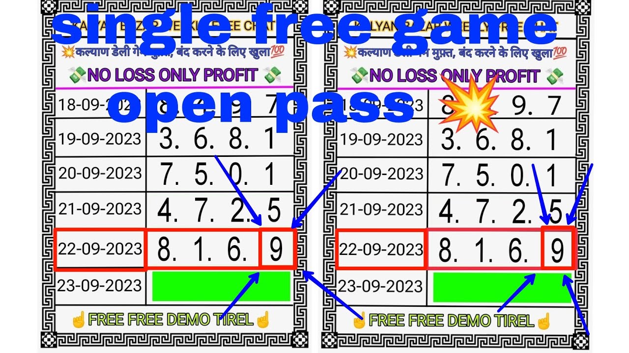 22-09-2023 Taaja Challenge Kalyan Matka | Open Trick | Kalyan Chart ...