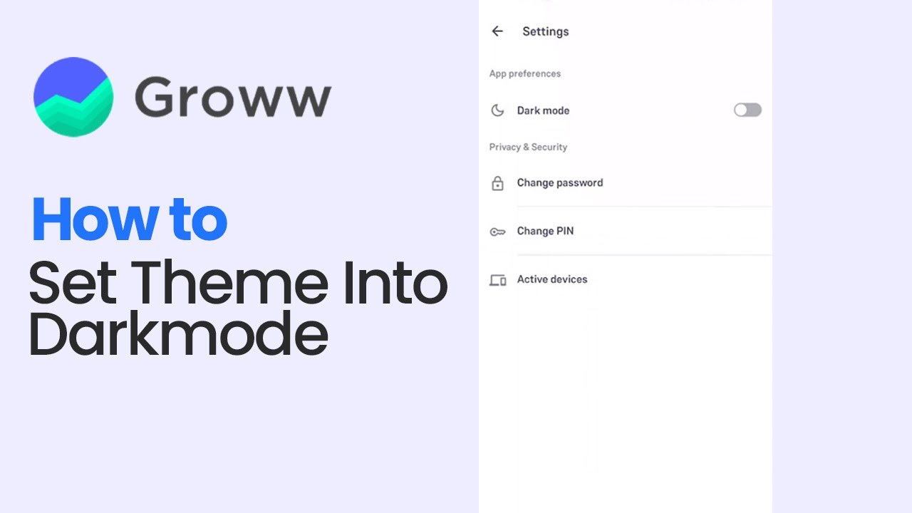 How to set Theme into Darkmode on Groww - YouTube