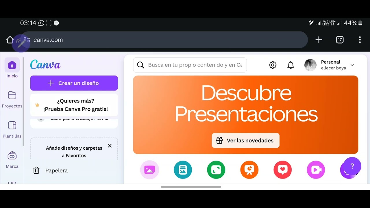 Tutorial CANVA - inicio de seción y breve uso de la plataforma - YouTube