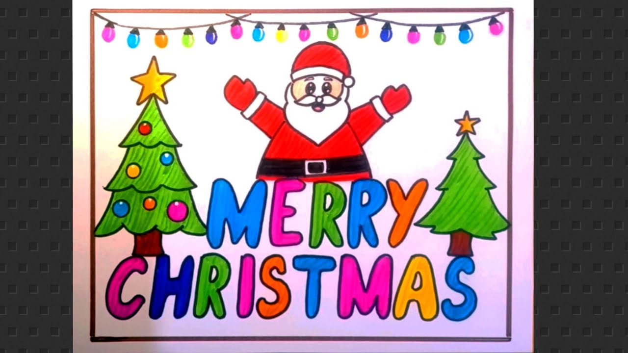 Merry Christmas Drawing Easy For Beginners/ Christmas Drawing/ Happy ...