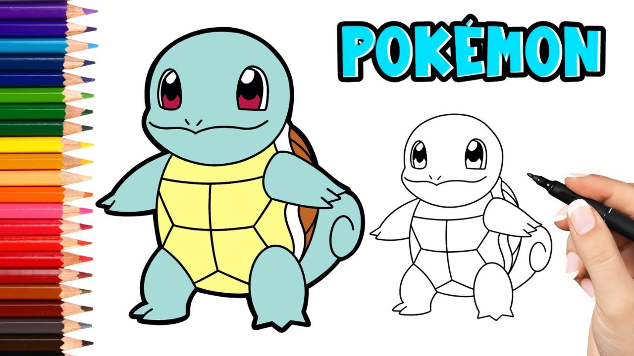 How to draw this awesome picture of Squirtle from Pokémon - YouTube