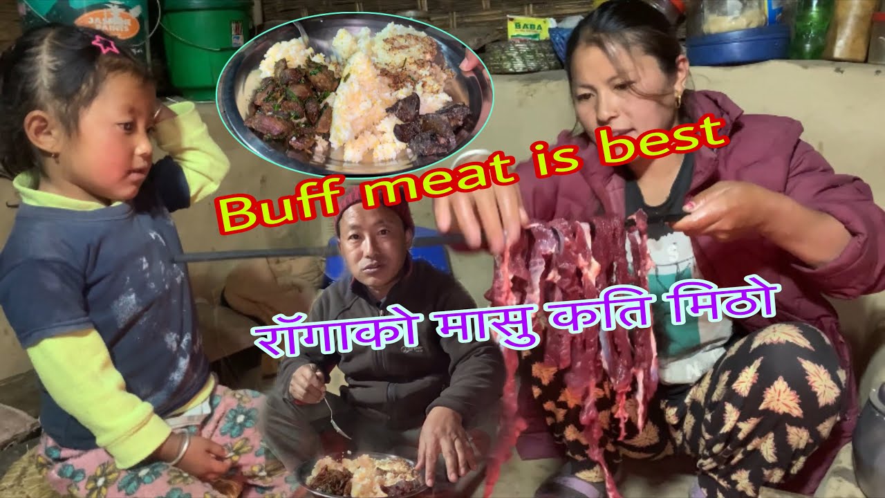 Buff recipe ll Nepali village kitchen.राँगाको मासु म हाँसु कि नहाँसु ...