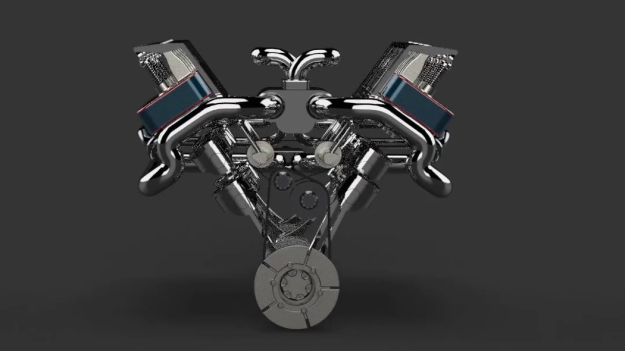 SOLIDWORKS Visualize - Engine V8 CAR TBO - YouTube