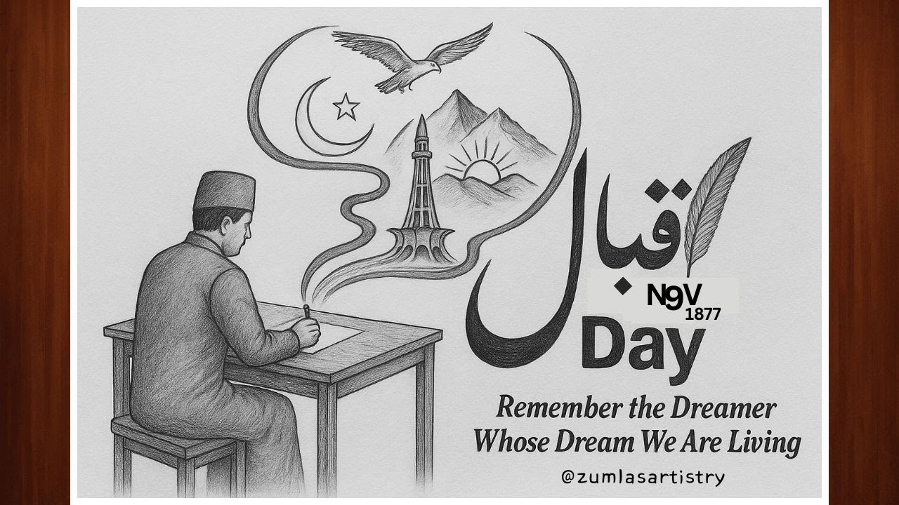Iqbal Day Drawing Tutorial | Allama Iqbal Pencil Drawing | Easy Pencil ...