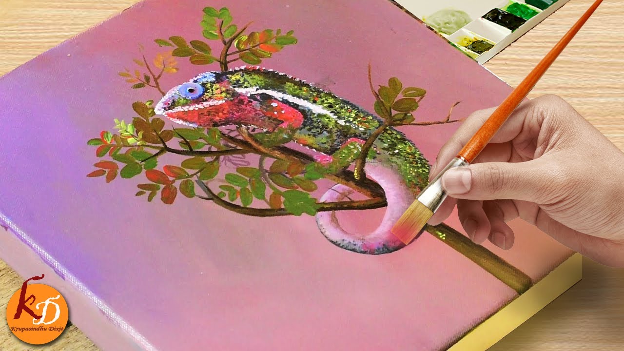 Acrylic Painting of a Color Changing Chameleon | Episode #126 - YouTube