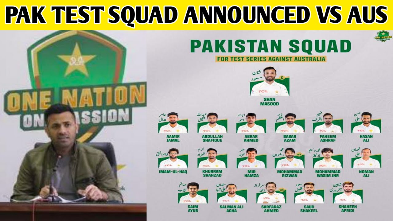 Pakistan Team Test Squad Announced vs Australia Series 2023-24 || Pak ...
