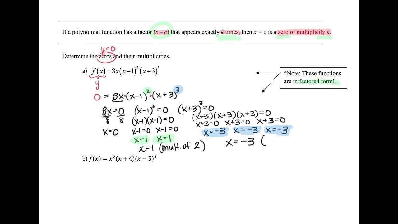 Determining Zeros and Their Multiplicities - YouTube
