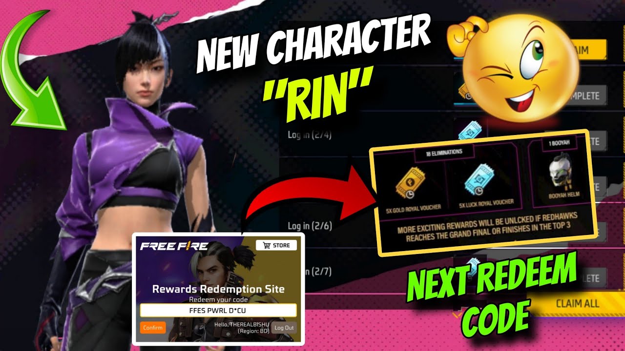 NEXT REDEEM CODE FOR BD SERVER|NEW CHARACTER RIN ABILITY|MP40 CHANGES ...