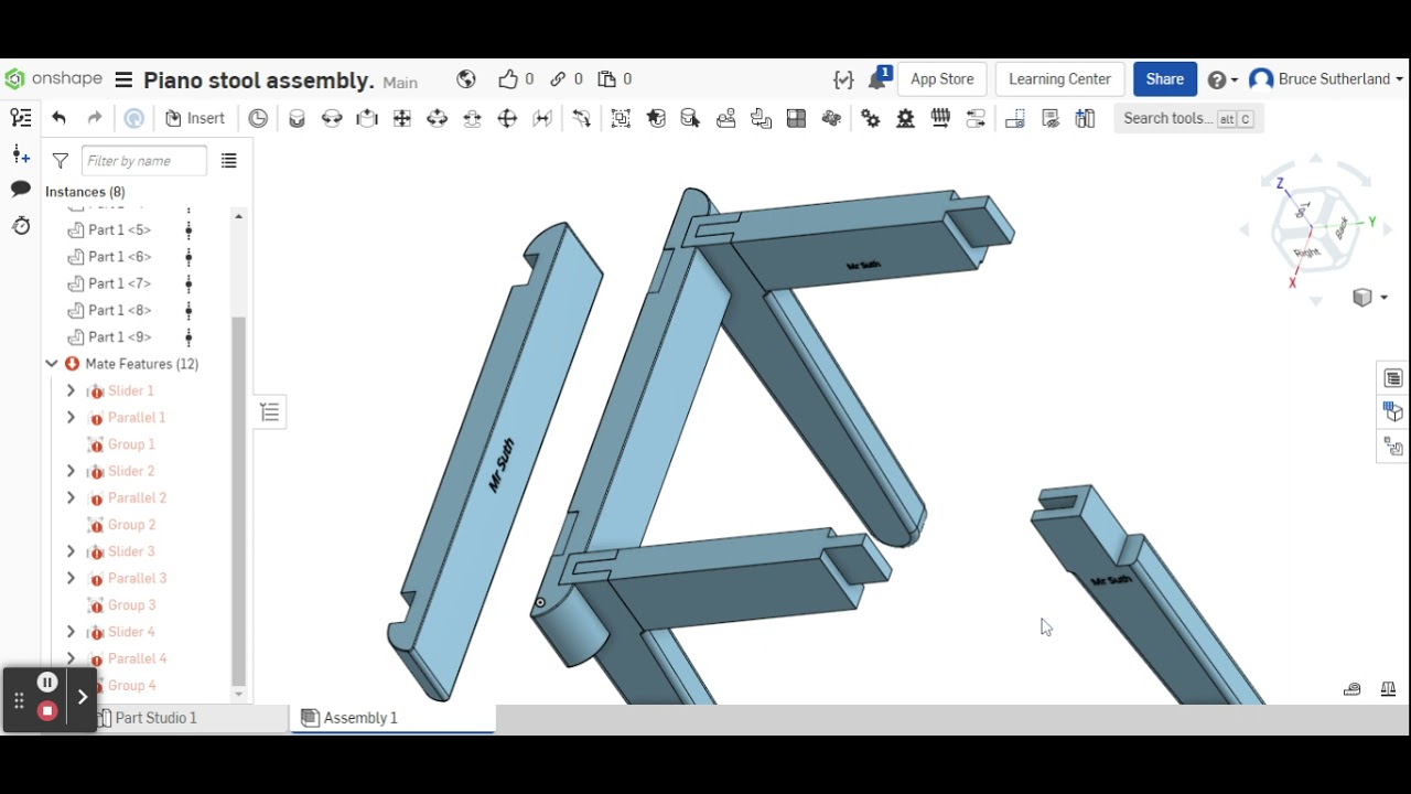 Woodwork project Onshape Piano stool. Full instructions in link below ...