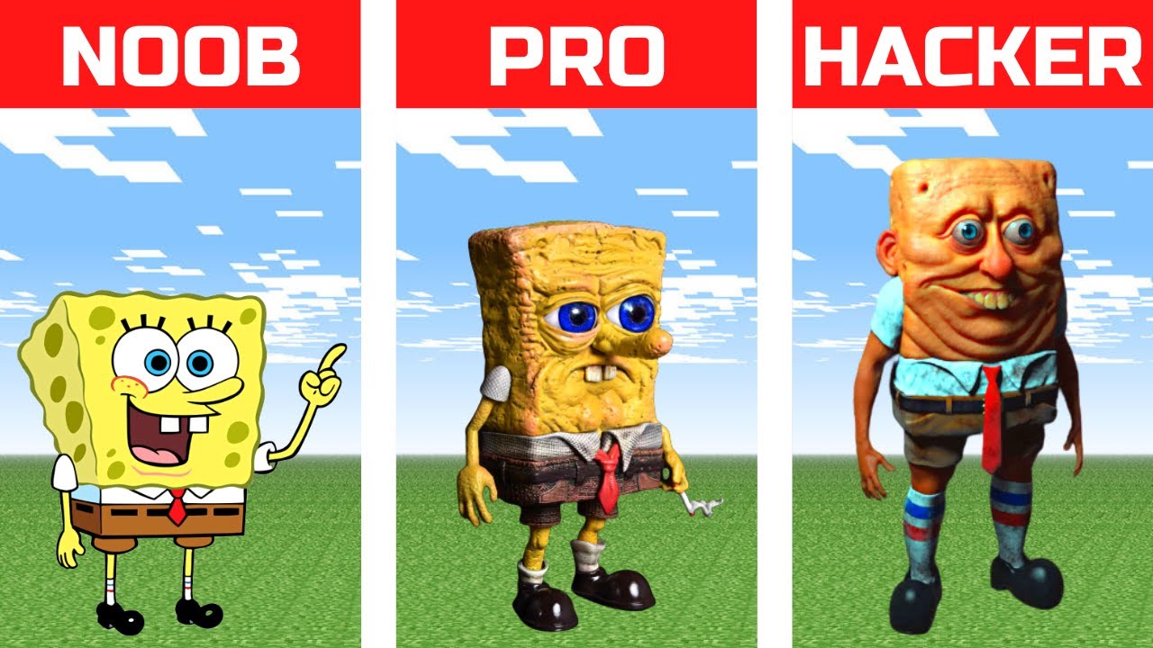 Minecraft NOOB VS PRO VS HACKER: SpongeBob Pixel Art - YouTube