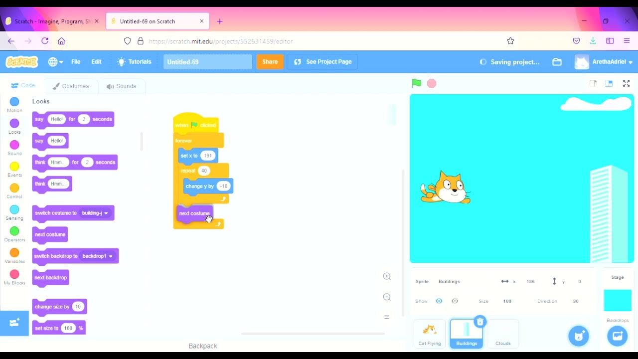 Membuat animasi Kucing Terbang di Scratch - YouTube