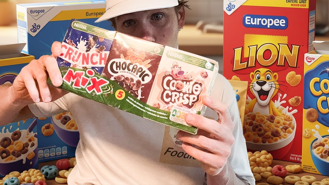 European Cereal Taste Test! 🥣 Crunch, Nesquik, Lion & Cookie Crisp ...