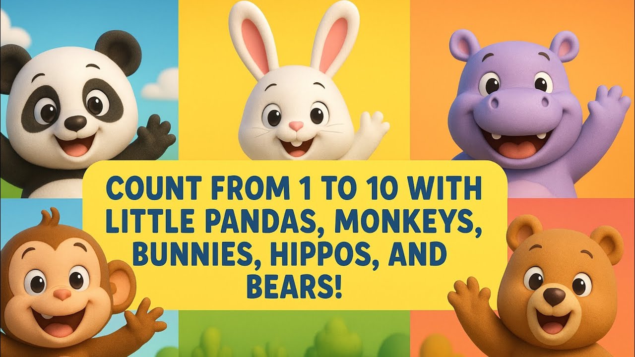 Counting 10 Little Pandas, Monkeys, Bunnies, Hippos And Bears| Nursery ...