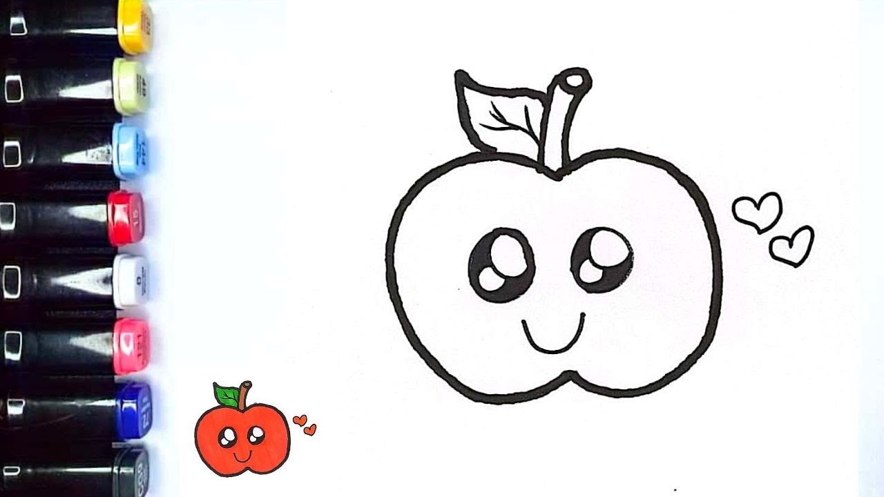 How to Draw a Cute Apple for Kids Step by step | Easy Drawing - YouTube