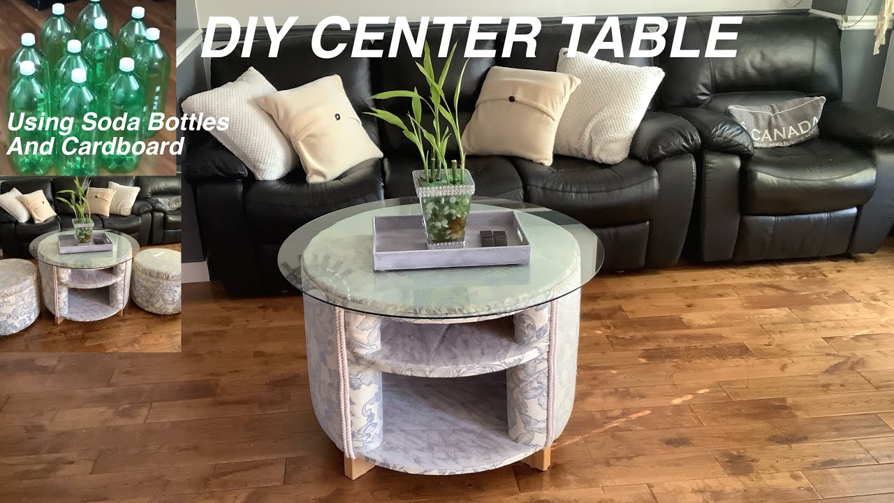DIY CENTER TABLE USING RECYCLED MATERIALS ( SODA BOTTLES AND CARDBOARD ...