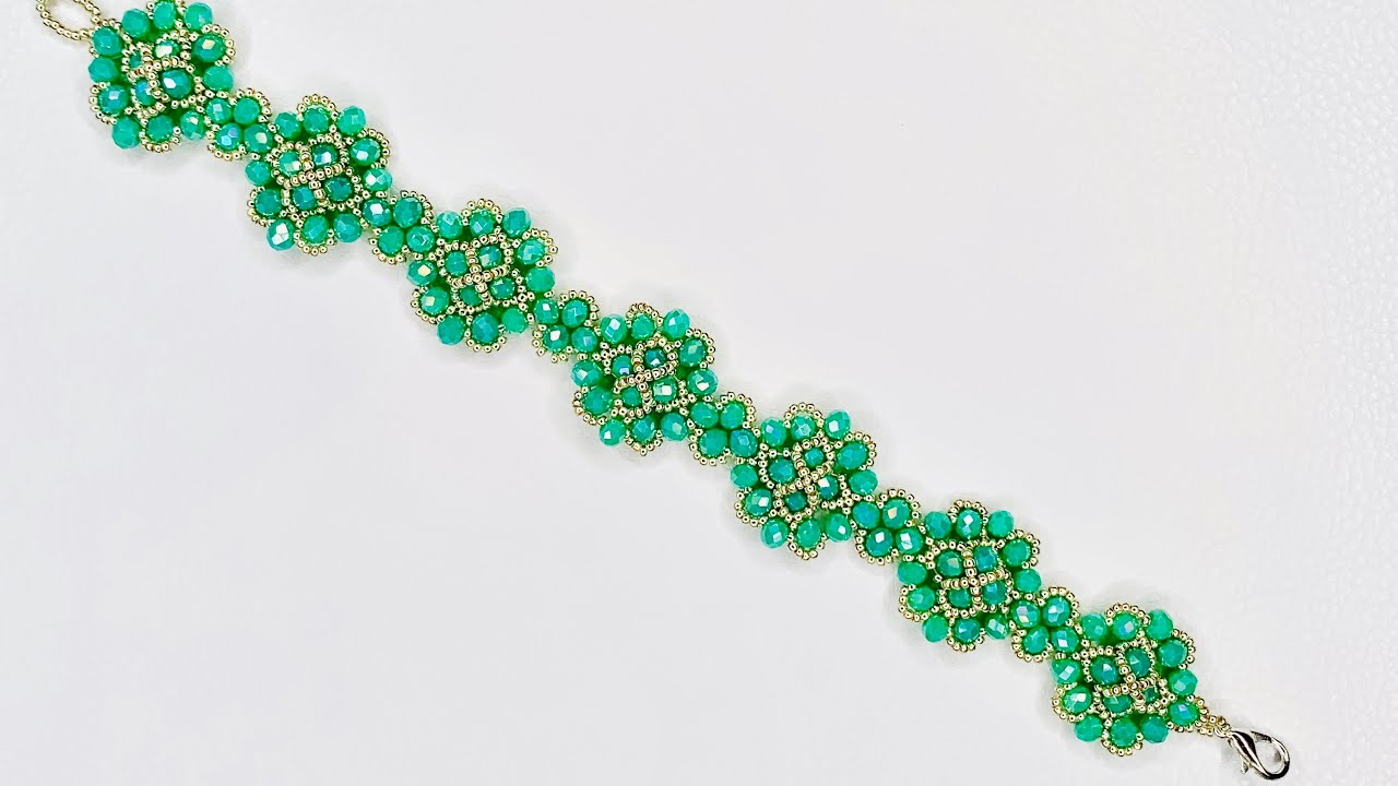 Royal Green Beaded Bracelet 💎 #beadingtutorial #diy - YouTube