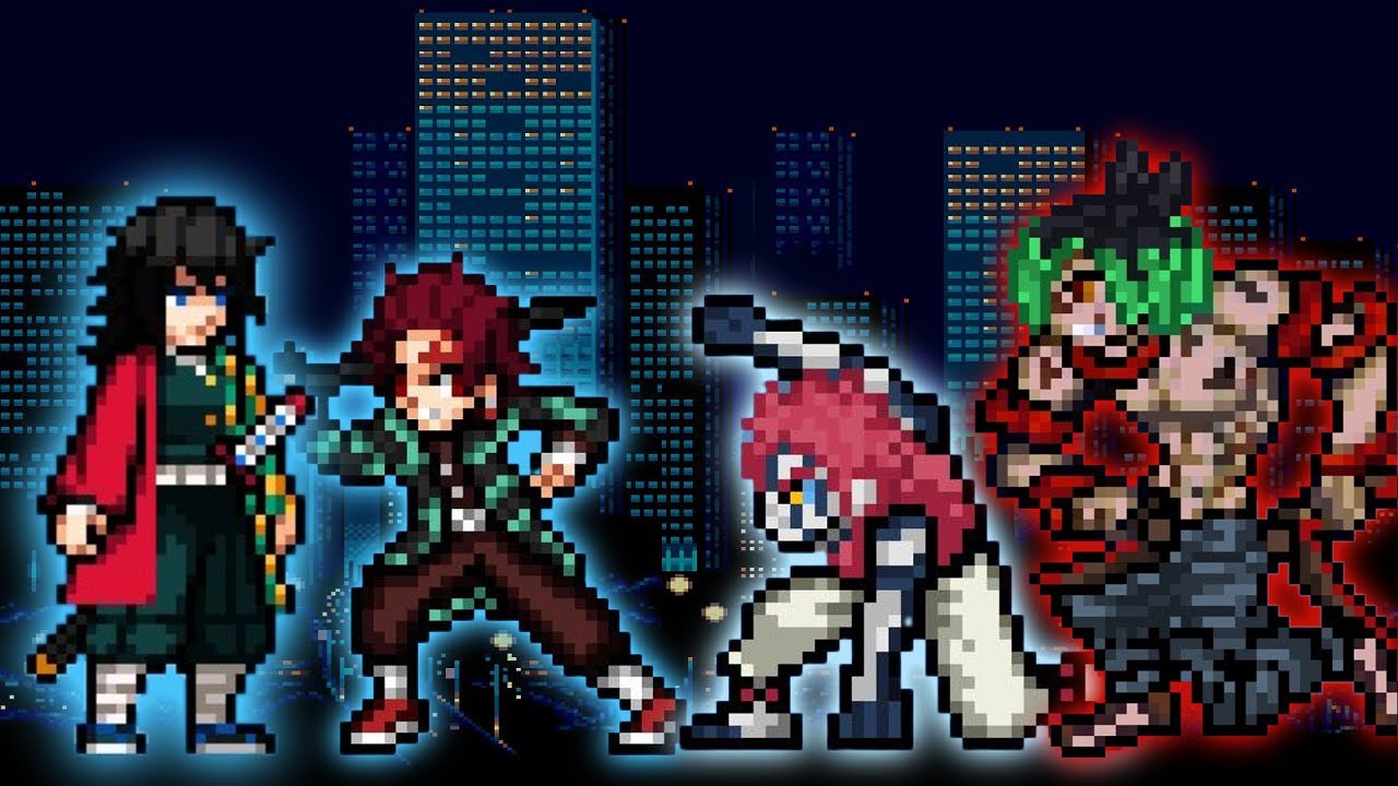 Tanjiro (all forms) & Giyu Vs Akaza & Gyutaro in Jump Force Mugen - YouTube