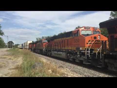 BNSF 636 (C44-9W) east with the Joliet local meets BNSF 3830 (ET44C4 ...
