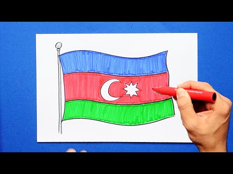 How to draw the National Flag of Azerbaijan
