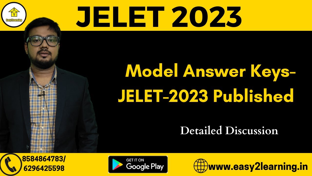 Model Answer Keys- JELET-2023 Published | By Easy2Learning - YouTube