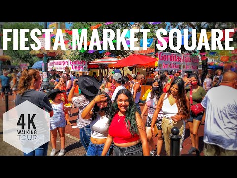 Walking around FIESTA in Market Square - San Antonio Texas USA
