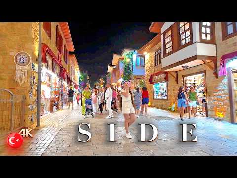 SIDE 📍 Old Town Evening Walk 4K 🇹🇷 TÜRKIYE Ambient Sound #turkey #side #antalya