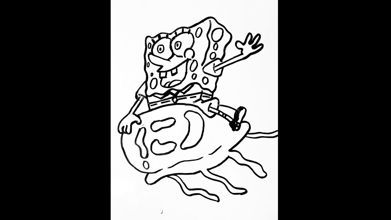 HOW TO DRAW SPONGEBOB RIDING JELLY FISH | EASY DRAWING | KIDS DRAWING ...
