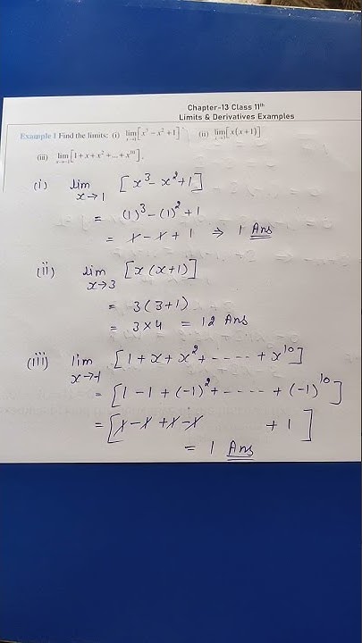 Example 1 Chapter 13 Class 11 || Limits and Derivatives Examples - YouTube