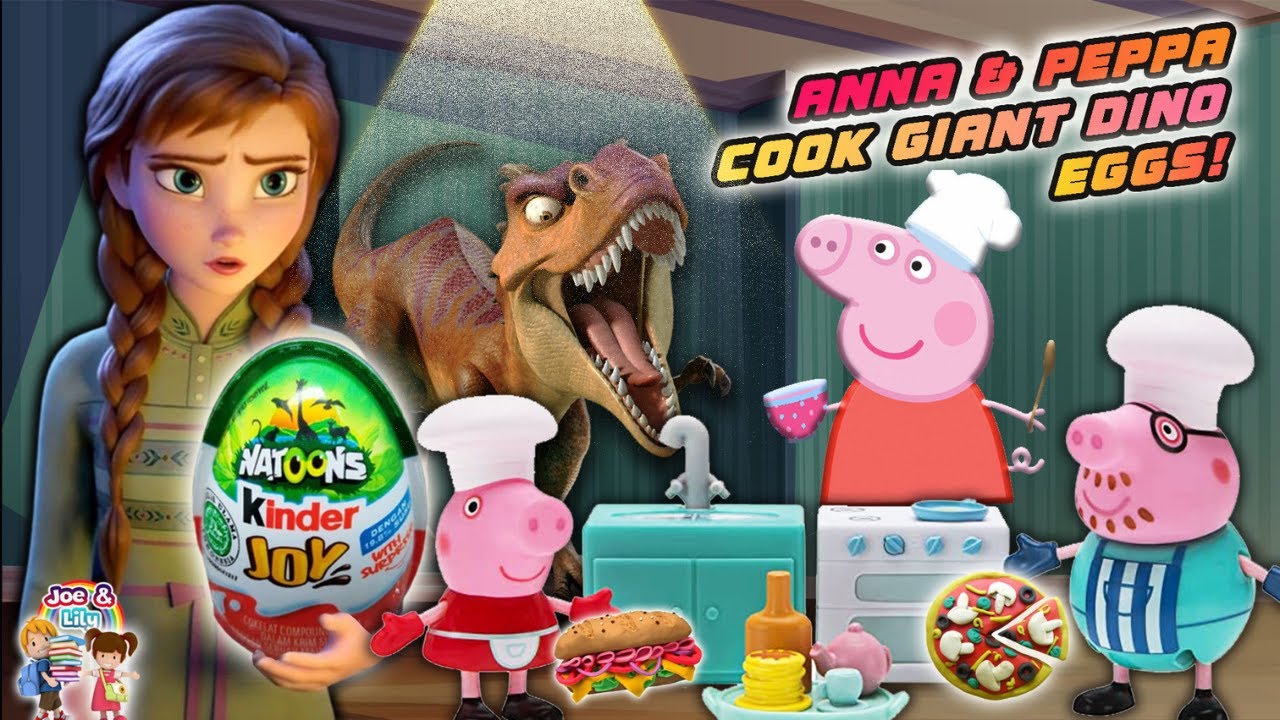 Giant Dinosaur T-REX on Ryan's Mystery Playdate! Anna Frozen and Peppa ...