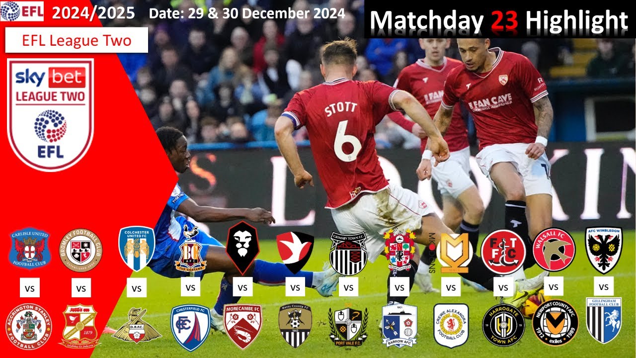 Highlights Summary, Matchday 23, 2024/25 EFL League Two - YouTube