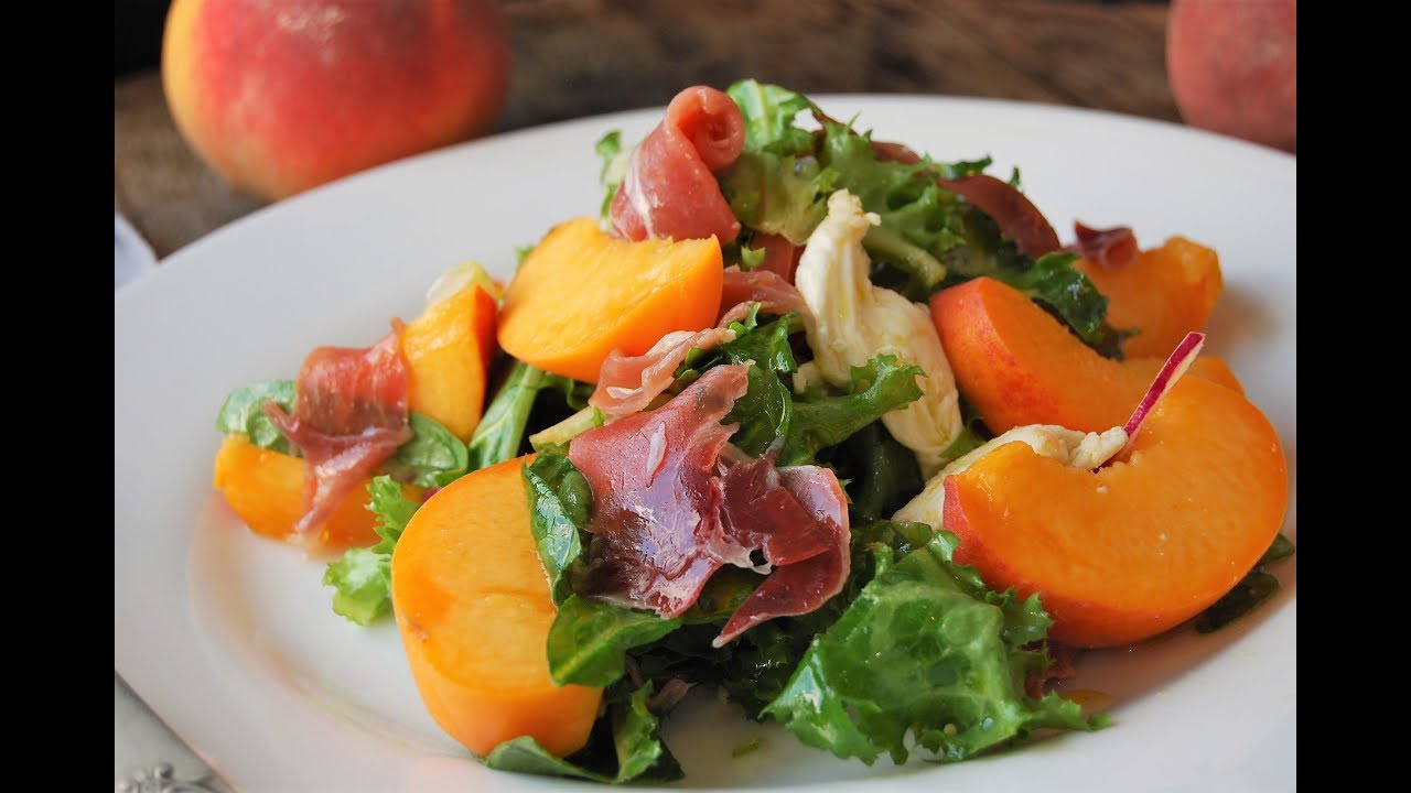 Ensalada de melocotón, jamón y mozzarella - YouTube