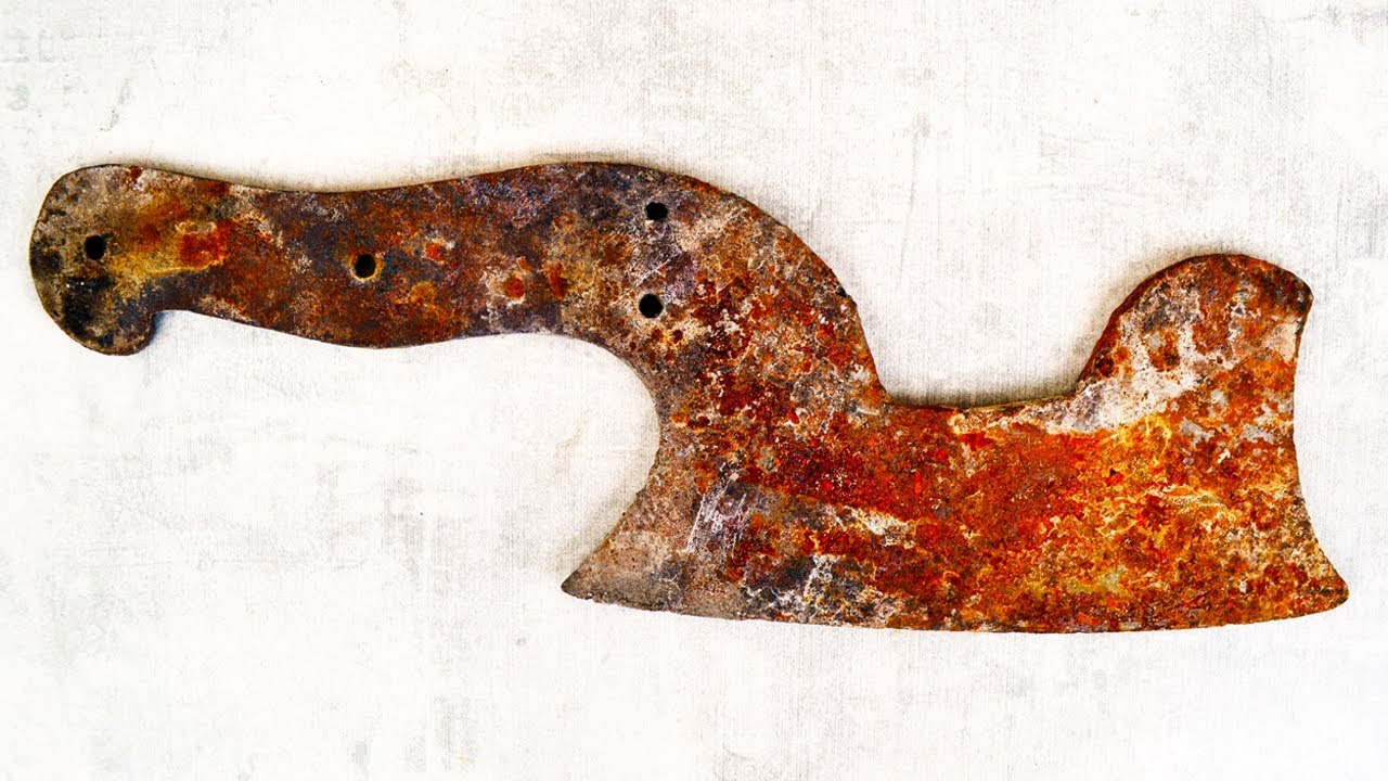 Antique Rusty Cleaver Butcher Restoration - YouTube