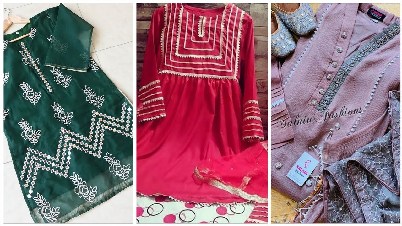 Upcoming Usefull Kurtis Designing With Dhanak Gotta /Mirror & Patches ...