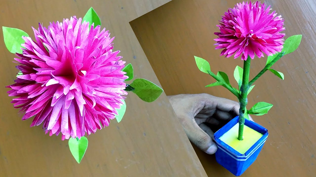 Paper Flower Plant and pot| DIY | - YouTube