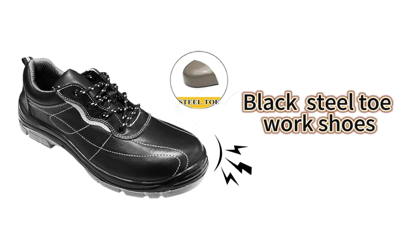 Low Cut Steel Toe Work Boots Black Lace-up Non-slip Shoes - YouTube