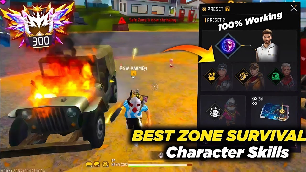 Free Fire Best Zone Survival Skill Combination | Best Zone Survival ...