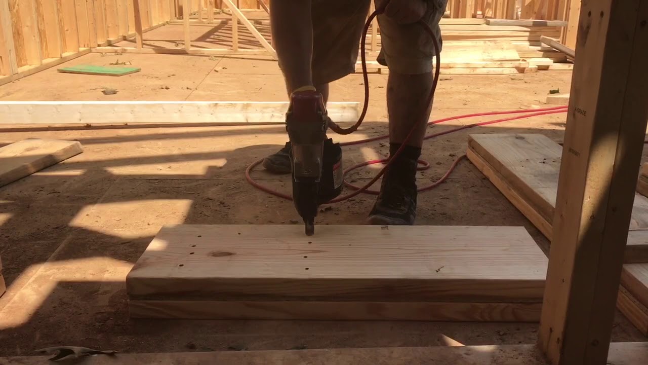 Nailing header with Max hn90 high pressure - YouTube