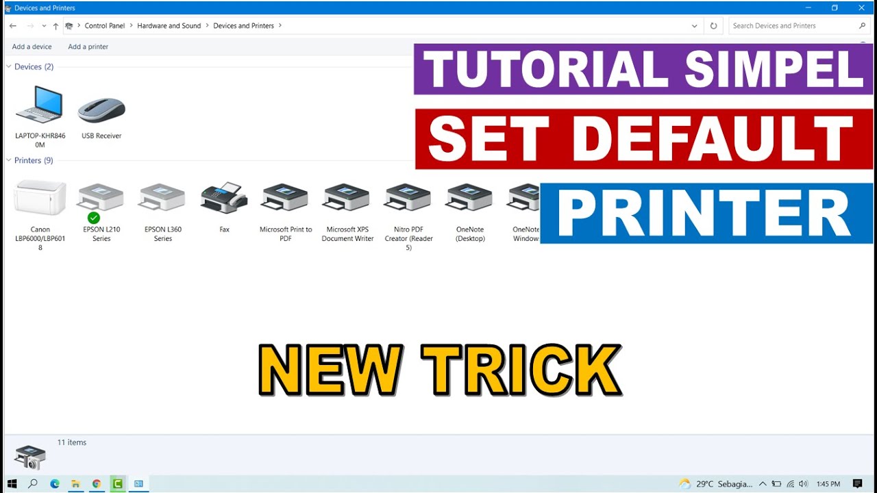 Cara Mudah Set Default Printer di Laptop atau Komputer - YouTube