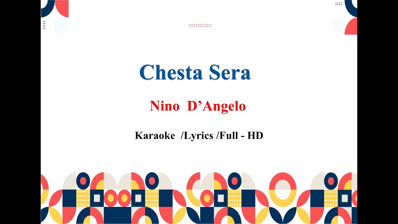 Nino D'Angelo Chesta sera Versione Moderna Karaoke - YouTube