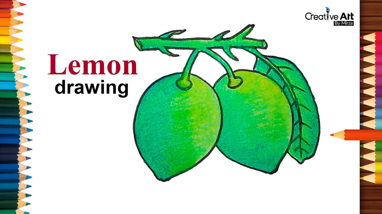 How to draw a lemon very easy step by step | Lemon drawing tutorial ...