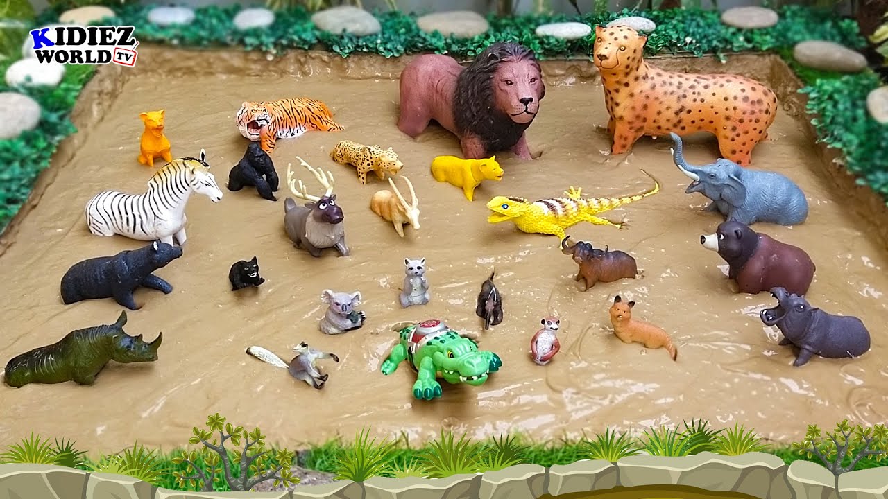 Forest Animals Toys for Kids and African Wildcats Stuck in Mud ...