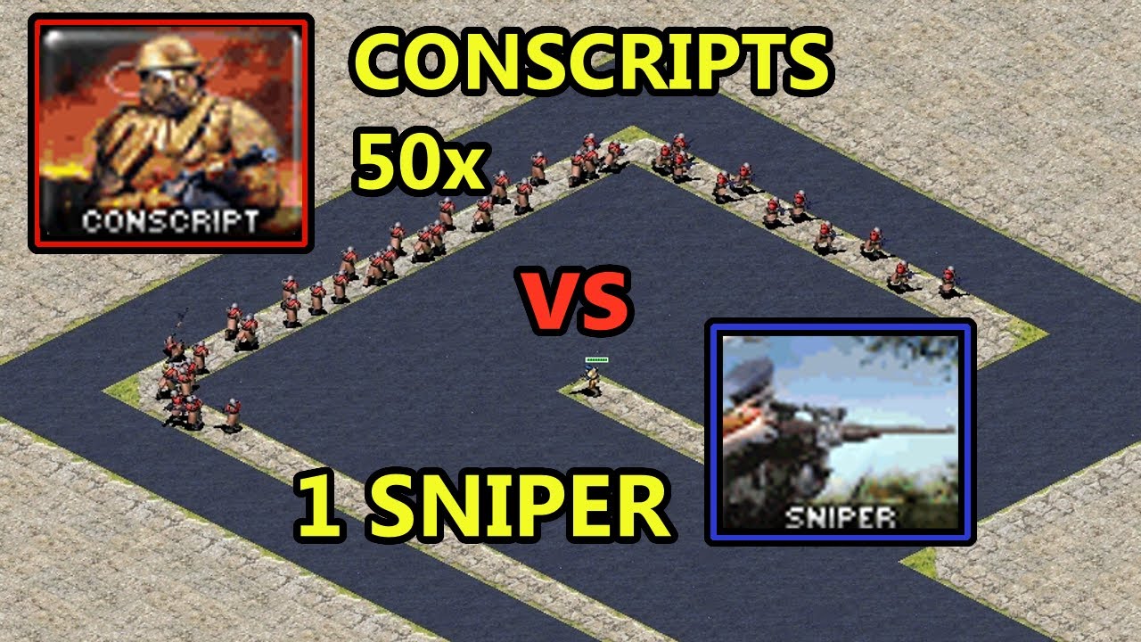 Sniper TD vs 50 Conscripts - [Red Alert 2] - YouTube