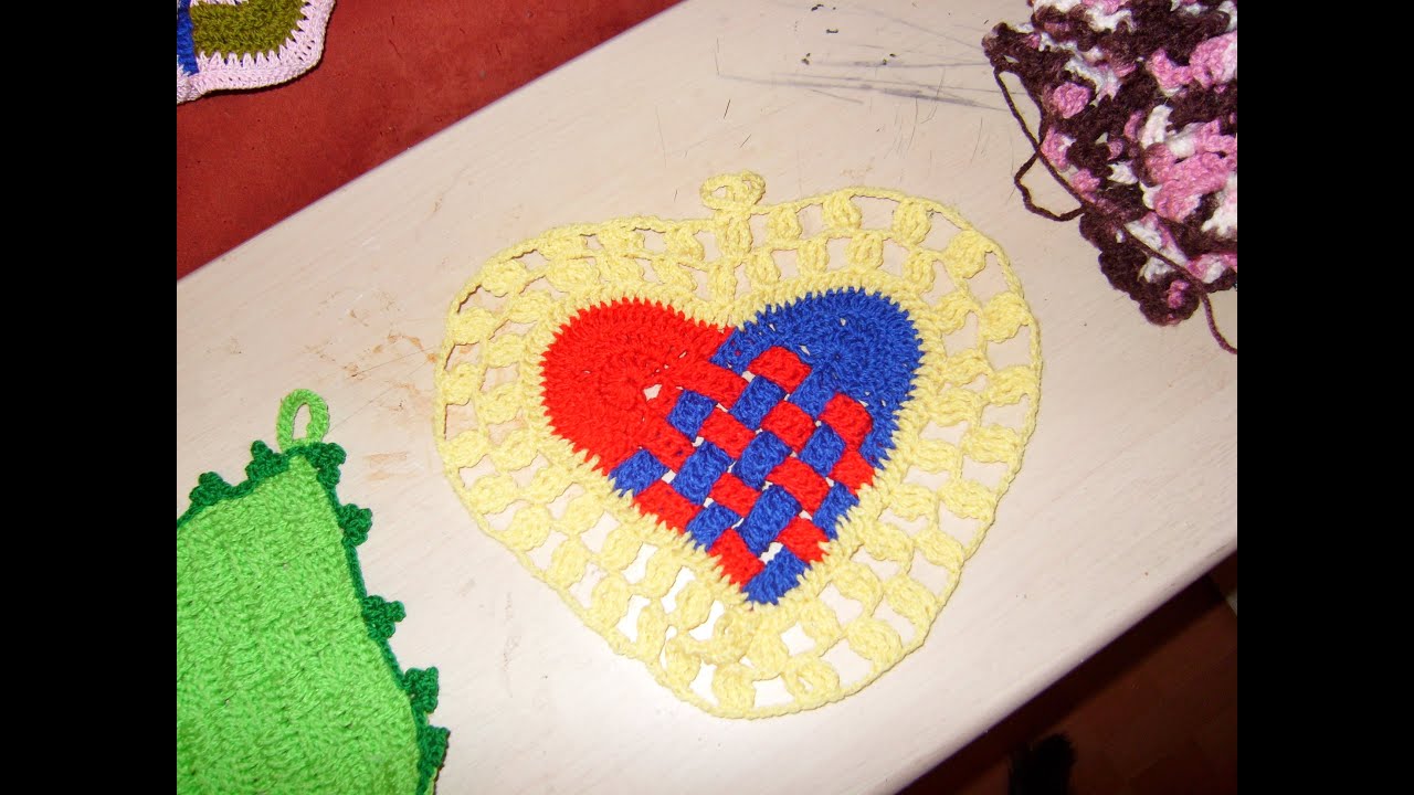 San Valentín Corazón entrelazado tejido 1 de 2. - YouTube