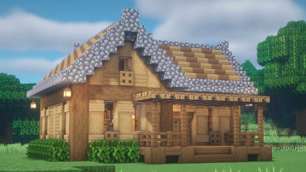 Minecraft: How to Build a Wooden Starter House | Easy Rustic House Tutorial - YouTube