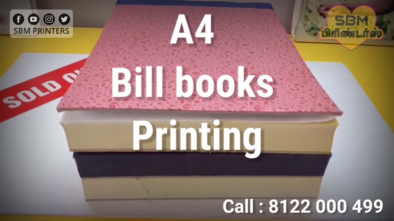 Bill Book : A5 and A4 Size Single / Multi Color Printing - YouTube